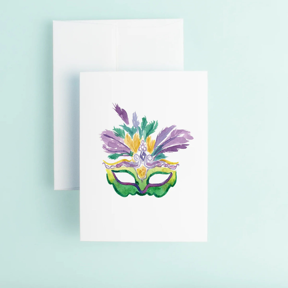Mardi Gras Feather Mask Greeting Card | Jubilee Gift Shop