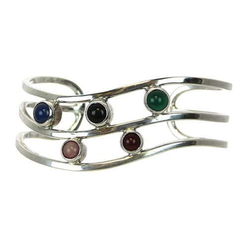 Sterling Silver Cuff Semi Precious Stones | Jubilee Gift Shop
