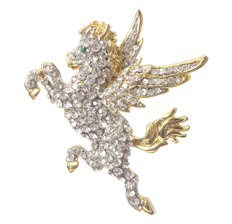 Pegasus Pin Gold & Crystals | Jubilee Gift Shop