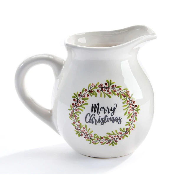Merry Christmas Pitcher (White) | Jubilee Gift Shop