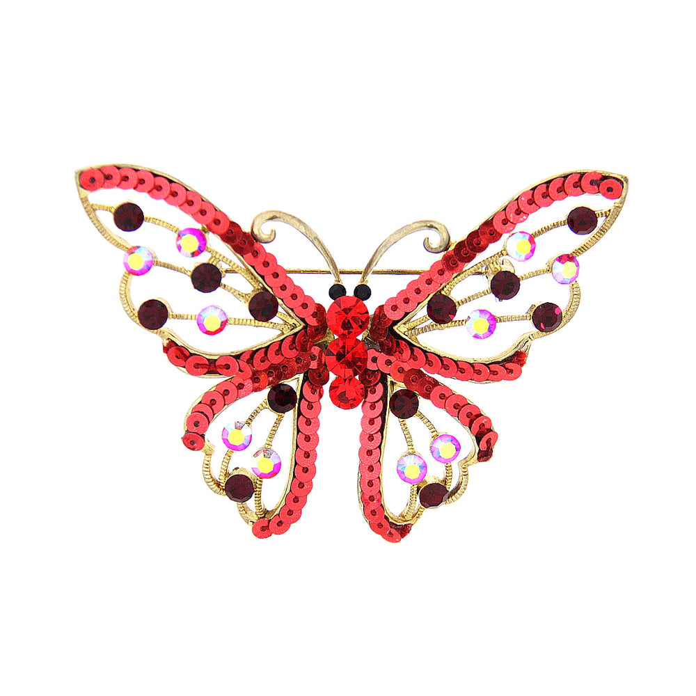 Sequin Butterfly Pin Red | Jubilee Gift Shop