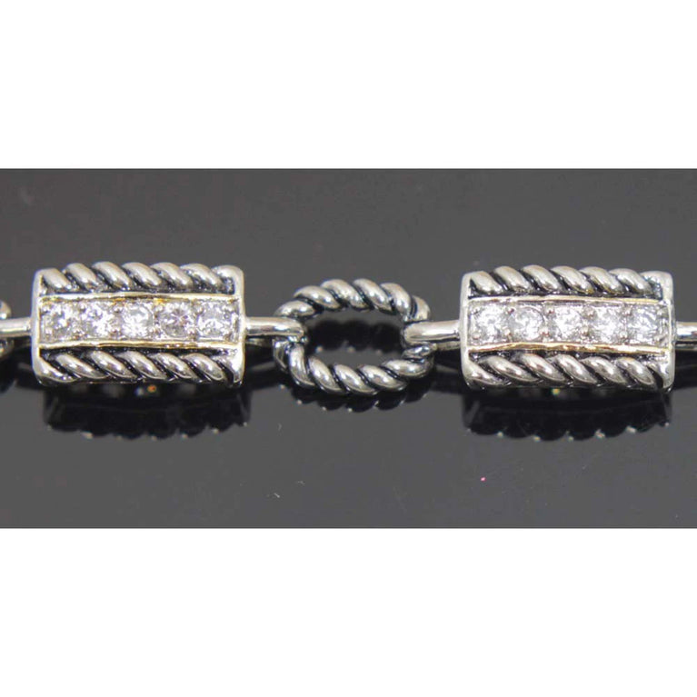 Sterling Silver Rope Chain with Zirconia Bracelet 7.5" | Jubilee Gift Shop